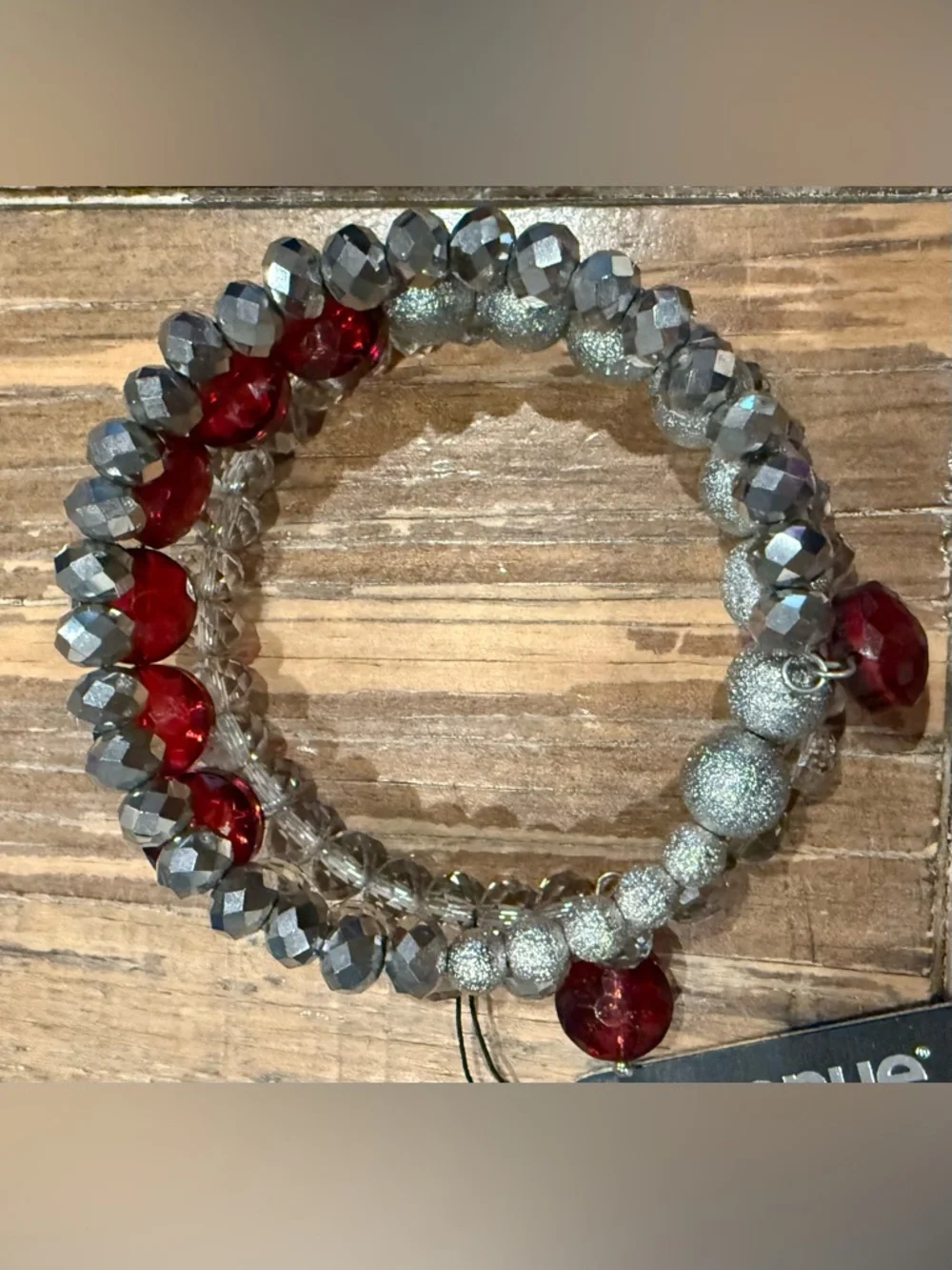 Avenue | Jewelry | Avenue Multistrand Red Faceted Silver Beaded ...